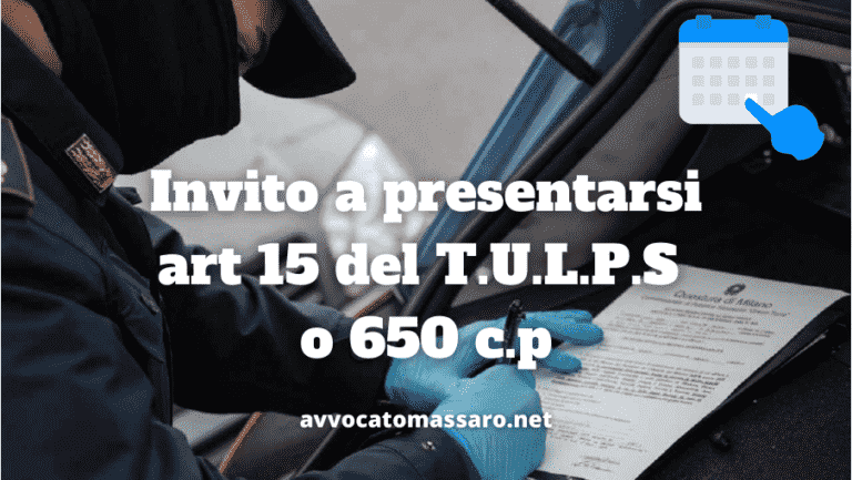 Biglietto invito a regolarizzare la posizione articolo 650 cp – avvocato Angelo Massaro