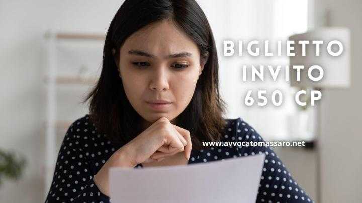 Biglietto invito a regolarizzare la posizione articolo 650 cp – avvocato Angelo Massaro